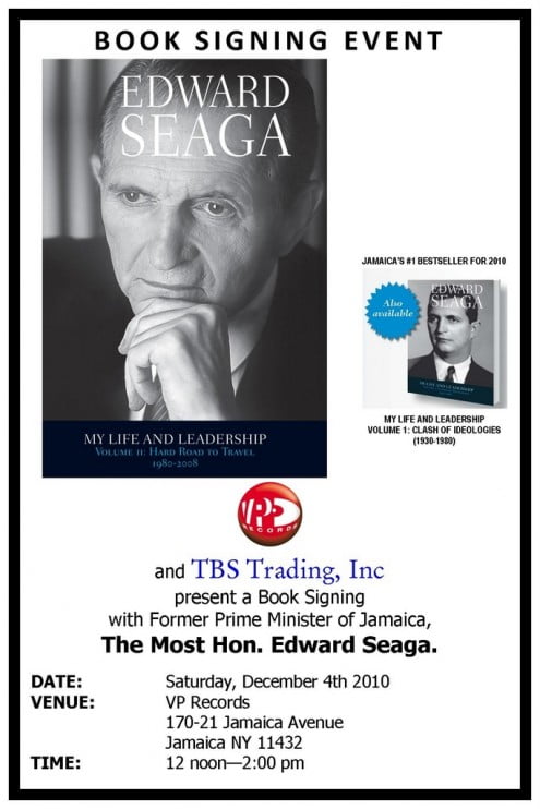 FMR. JAMAICA Prime Minister EDWARD SEAGA, BOOK SIGNING: VP RECORDS ...