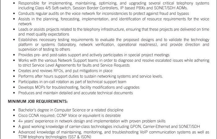 Career Opportunity at Columbus: “Network Engineer - Voice” | The Bajan ...