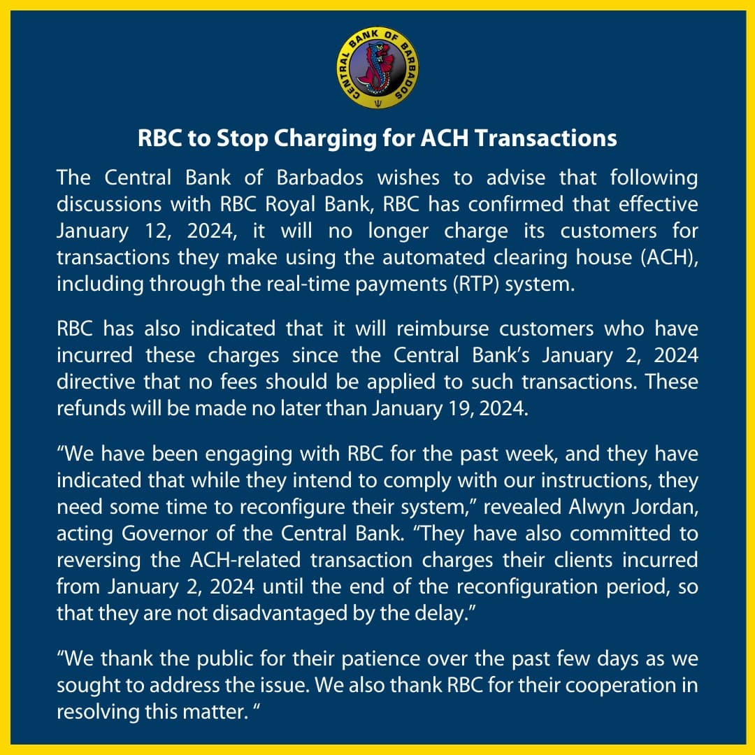 RBC to Stop Charging Customers and Refund Them for ACH Transactions ...